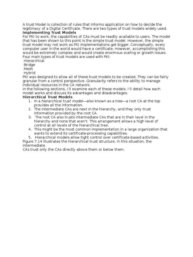 Trust Models in PKI Explained | PDF | Computer Network | Virtual ...