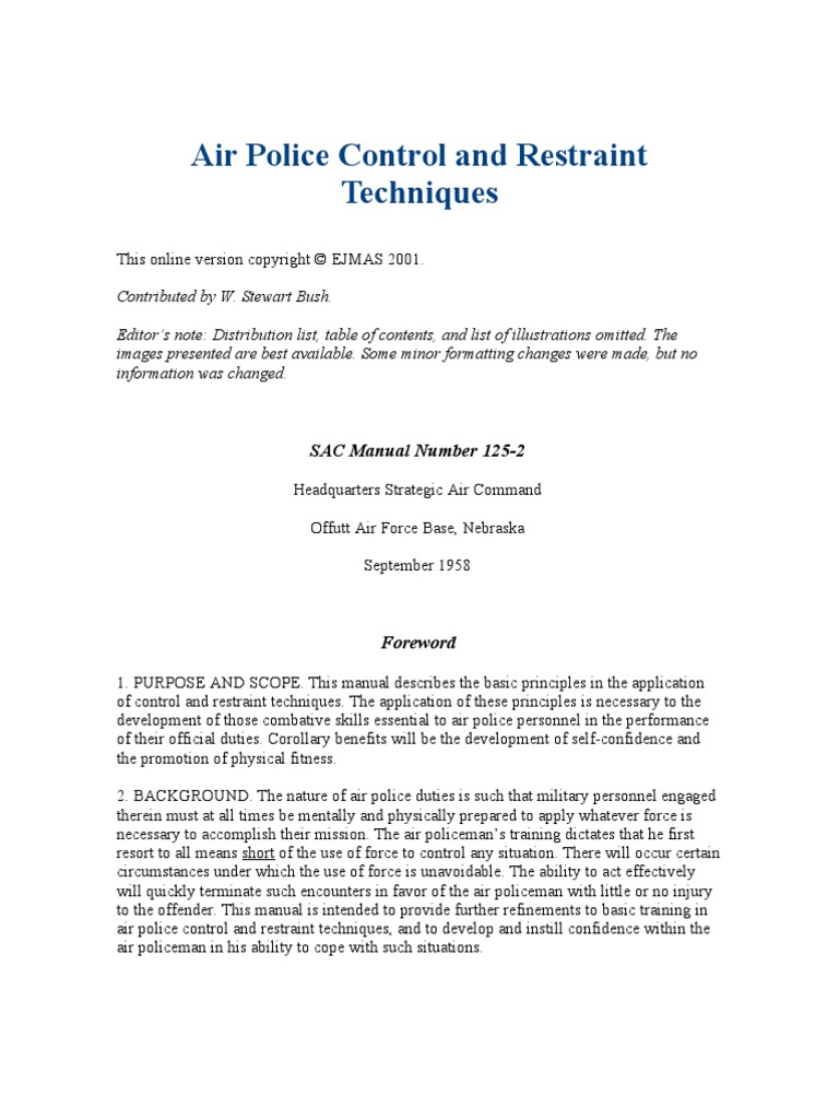 Air Police Control and Restraint Techniques | PDF | Handcuffs | Violence