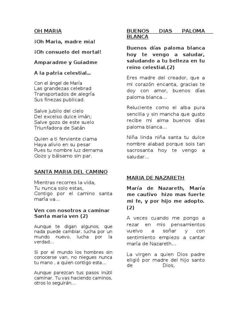 Cantos A Maria | PDF | María, madre de Jesús | Oración
