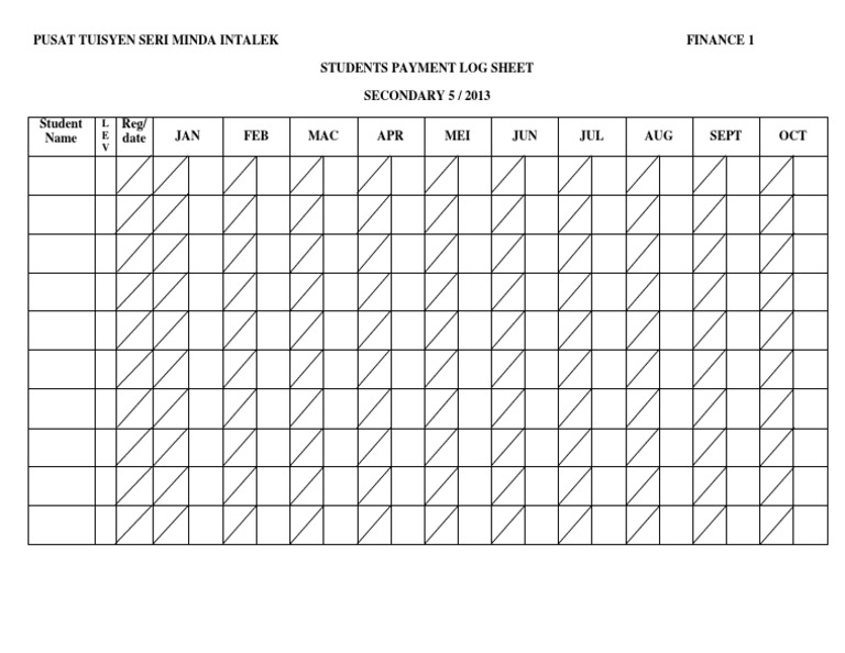 Finance Payment Log for Students | PDF