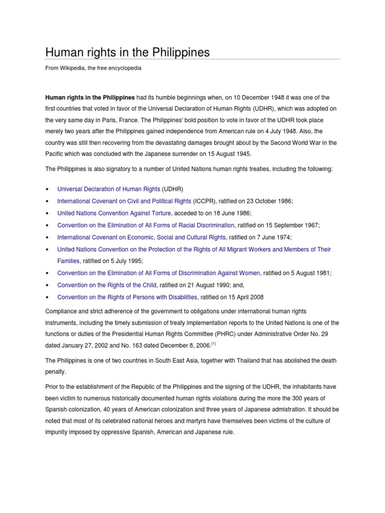 Human Rights of The Philippines | PDF | Human Rights | Ratification