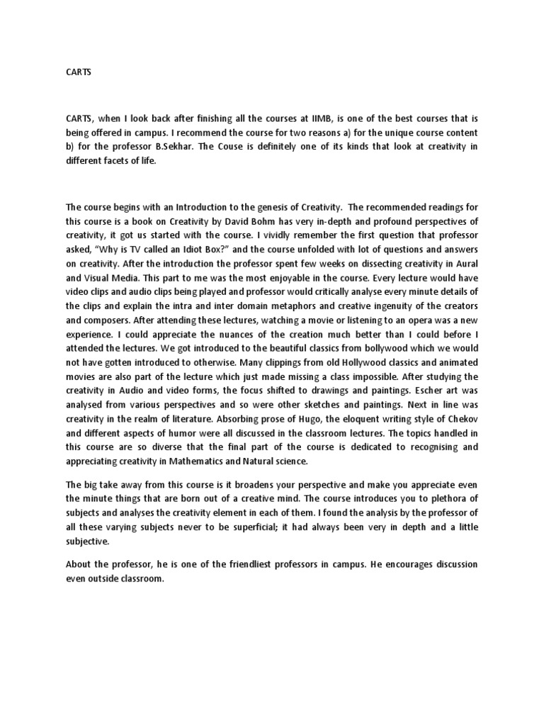 Carts | PDF | Lecture | Creativity