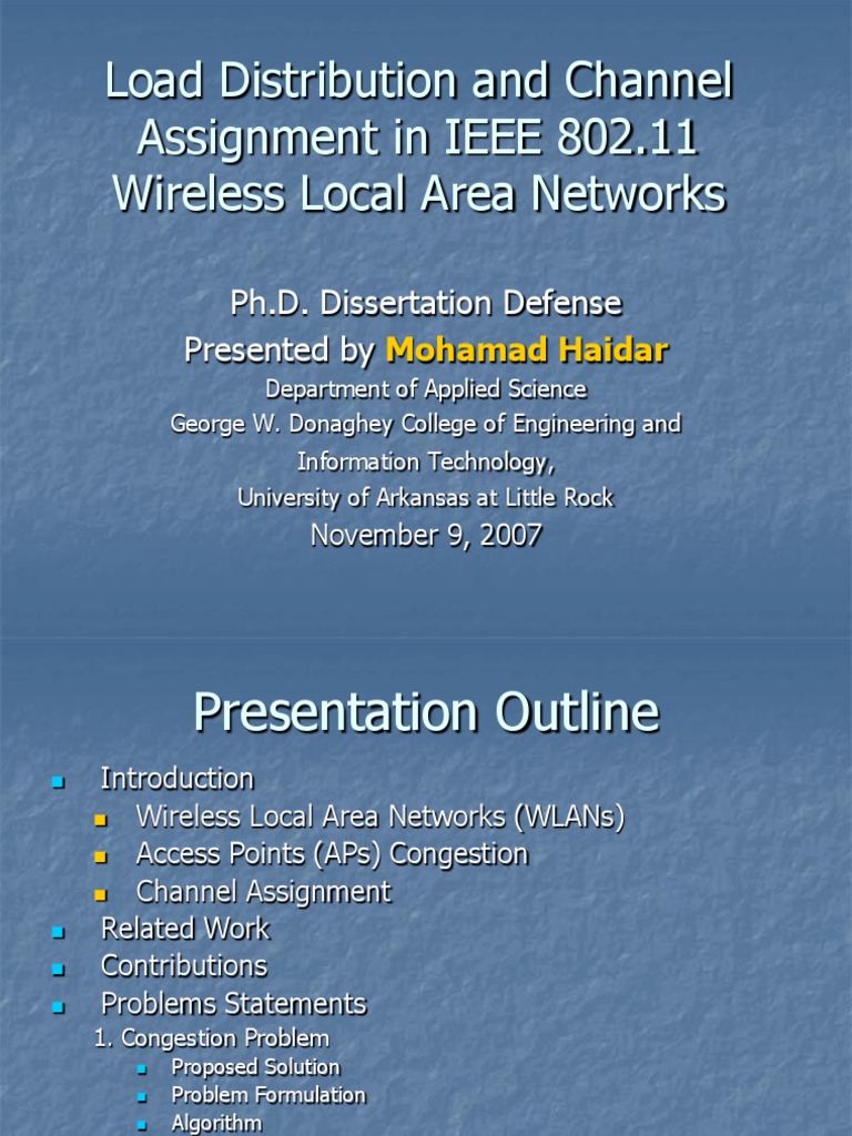 Load Distribution and Channel Assignment in IEEE 802.11 Wireless Local Area Networks | PDF ...