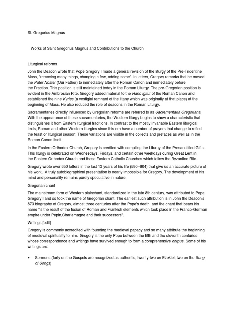 Works of St. Gregorius Magnus | PDF | Gregorian Chant | Religious ...