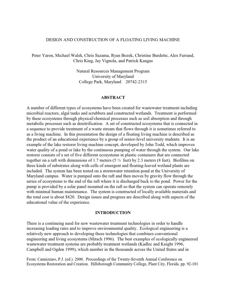 Floating Living Machine Design Overview | PDF | Ecology | Ecosystem