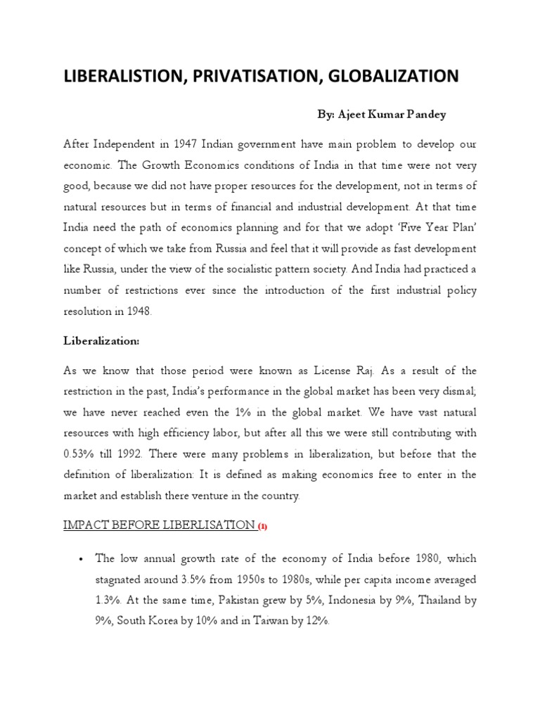 Liberalisation Privatisation N Globalisation | PDF | Privatization | Globalization