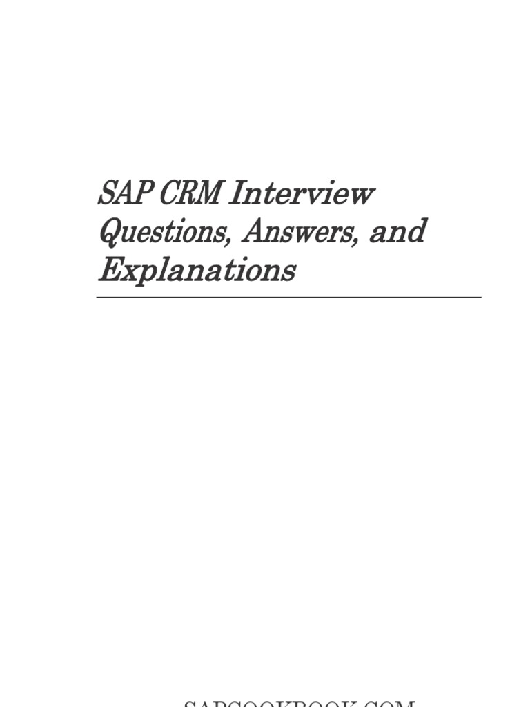 Sap CRM Questions and Answers | PDF | Customer Relationship Management ...