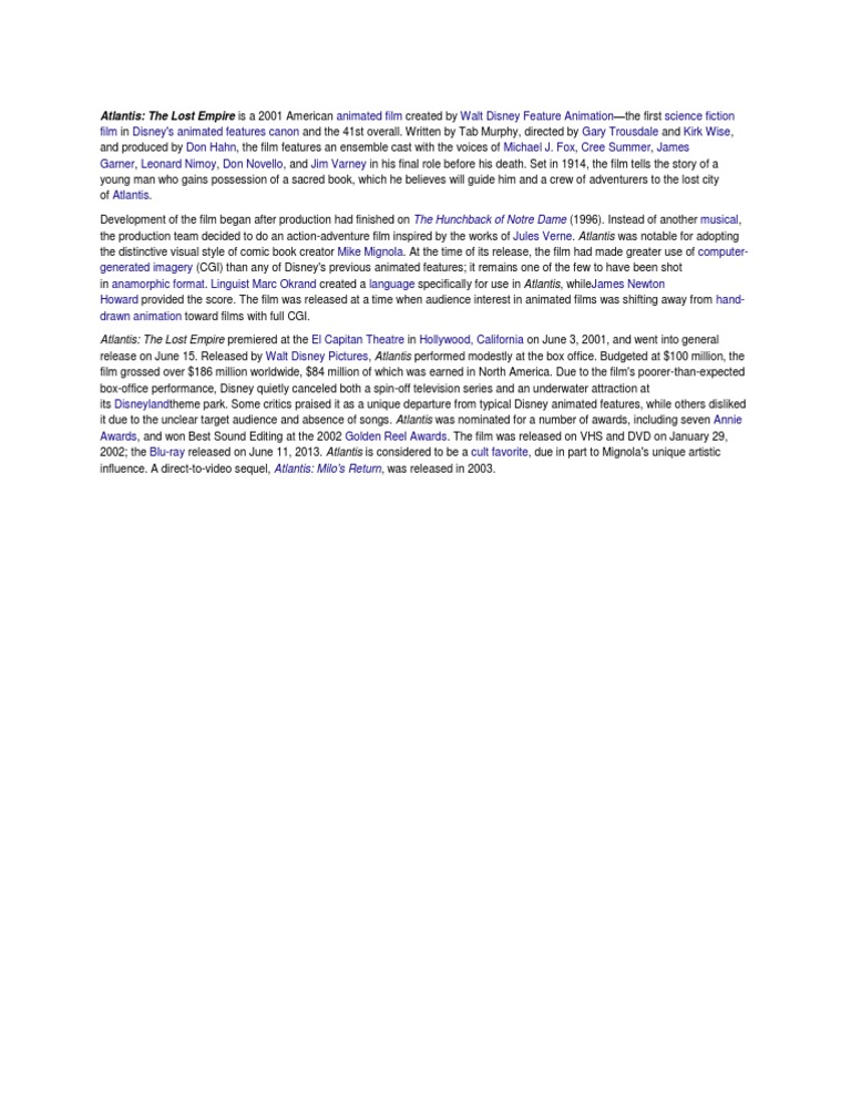 Atlantis | Download Free PDF | The Walt Disney Company | English ...