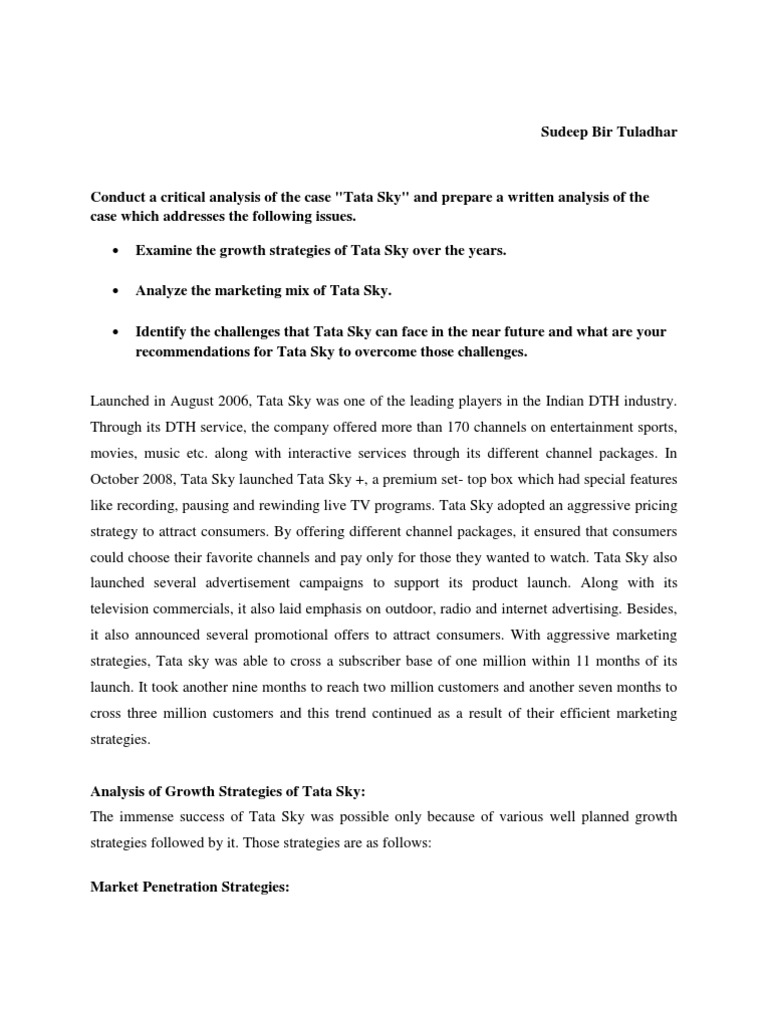 Tata Sky Case Study Pdf Pay Television Set Top Box
