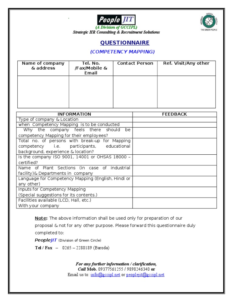 Competency Mapping Questionnaire | PDF | Business