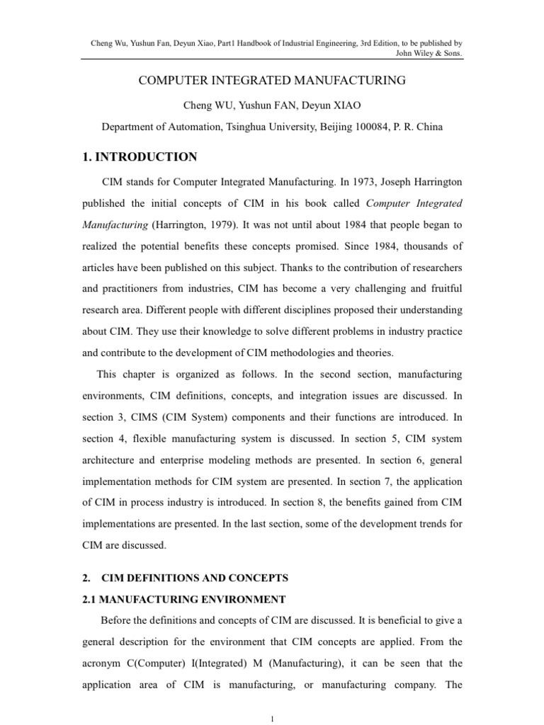 Computer Integrated Manufacturing | PDF
