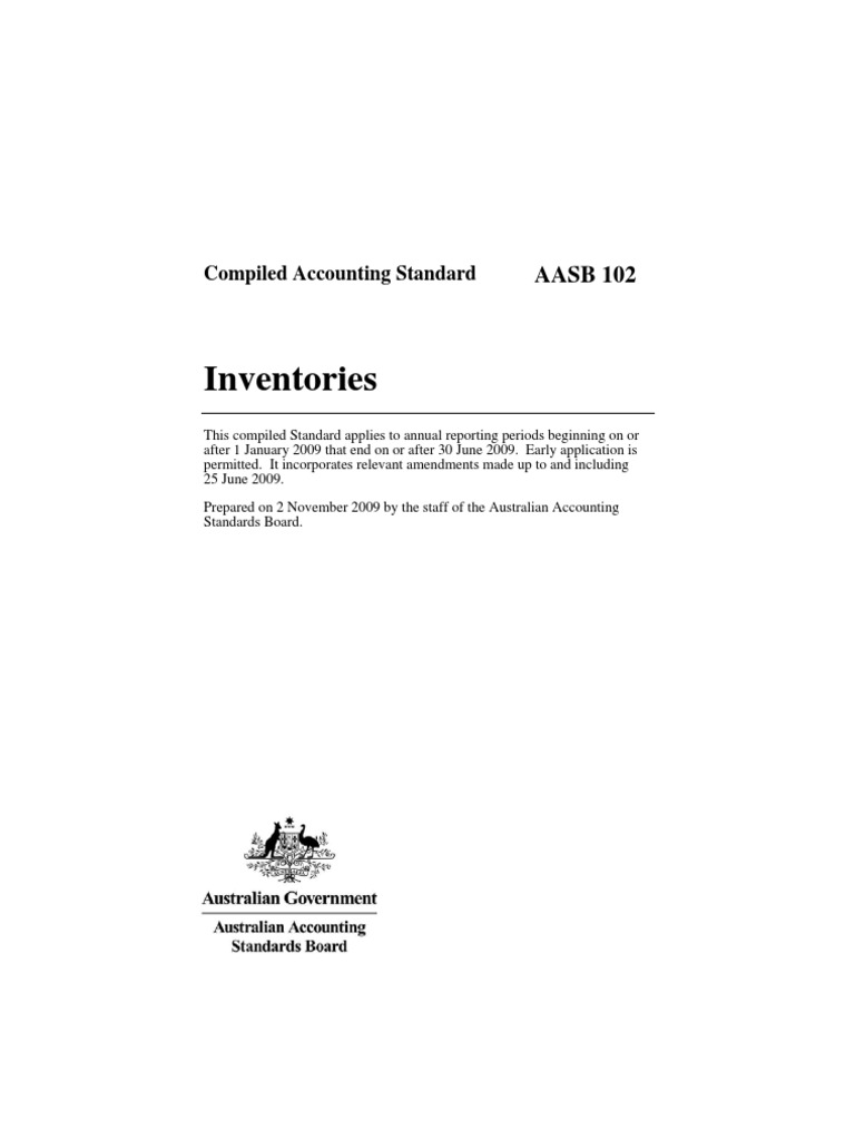 Inventories: AASB 102 | PDF | Inventory | International Financial ...