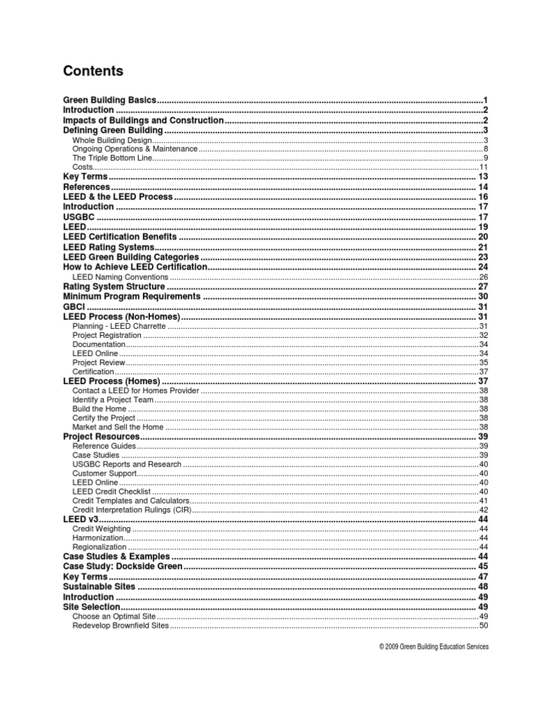 GBES LEED Green Associate Study Guide TOC | Download Free PDF ...