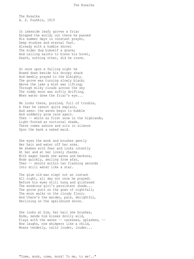 A. S. Pushkin - Rusalka | PDF