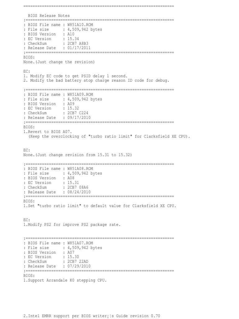 Alienware BIOS Update M15X M17X R1 R2 R3 R4 ReleaseNote - A10 Battery ...