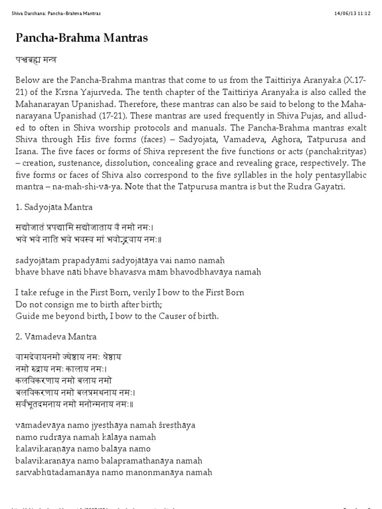 The Pancha-Brahma Mantras: Sacred Hymns Honoring Shiva's Five Forms ...