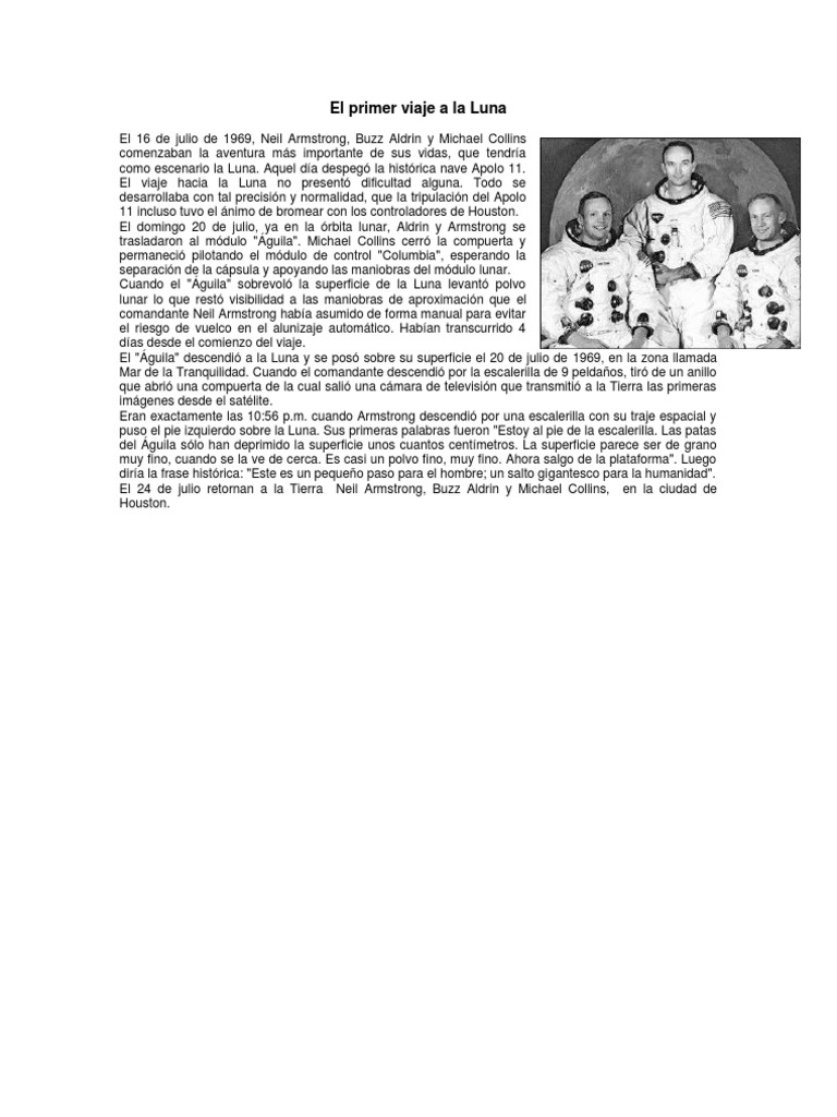 Primer viaje a la Luna: Apolo 11 | PDF | Libros para adolescentes