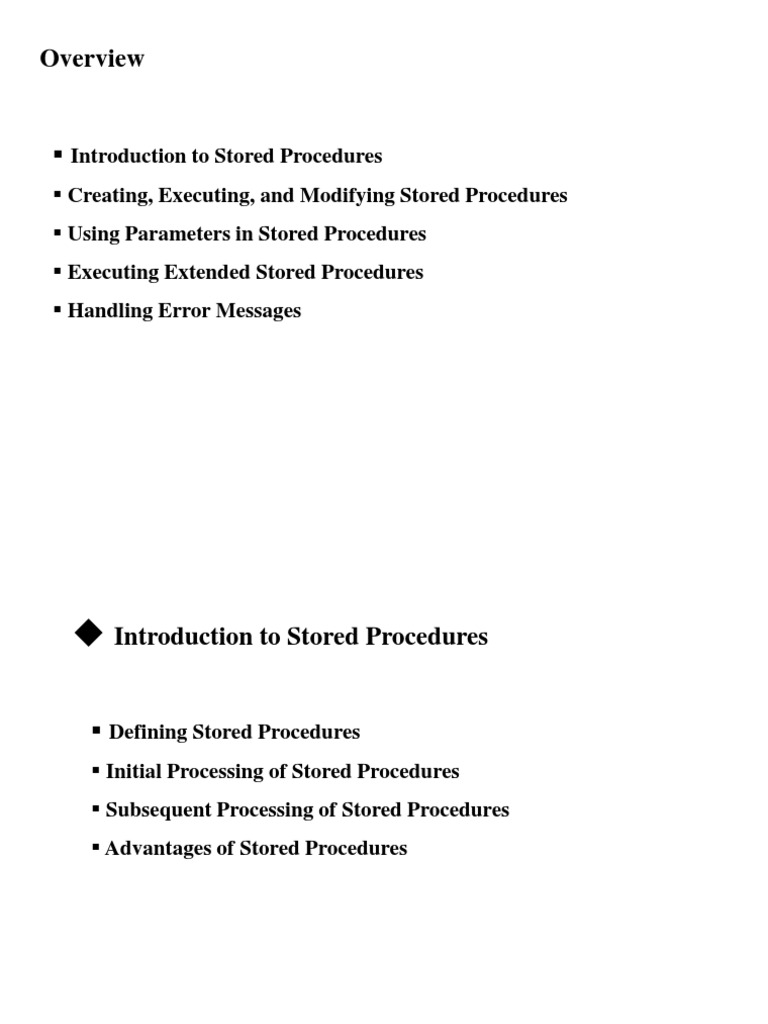 Introduction To Stored Procedures Pdf Subroutine Microsoft Sql Server