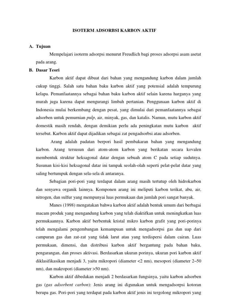Isoterm Adsorpsi Karbon Aktif Asam Asetat | PDF | Sains & Matematika ...