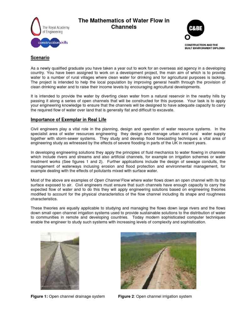 The Mathematics of Water Flow in Channels: Scenario | PDF | Water ...