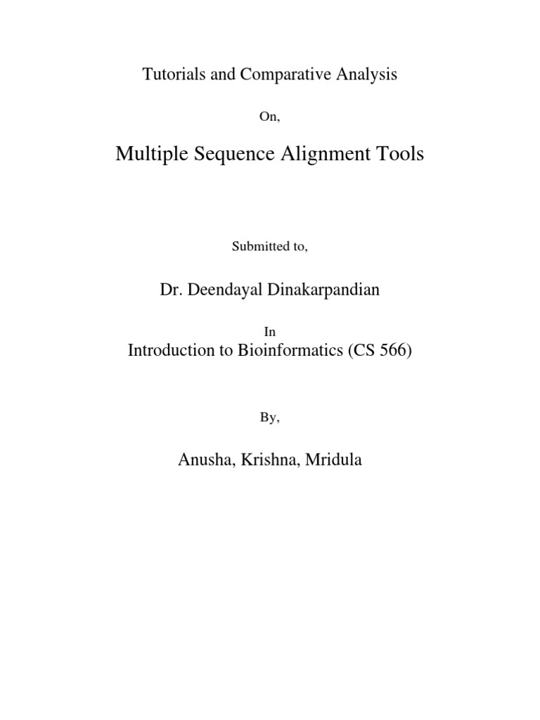 Multiple Sequence Alignment Tools: Tutorials and Comparative Analysis | PDF | Sequence Alignment ...