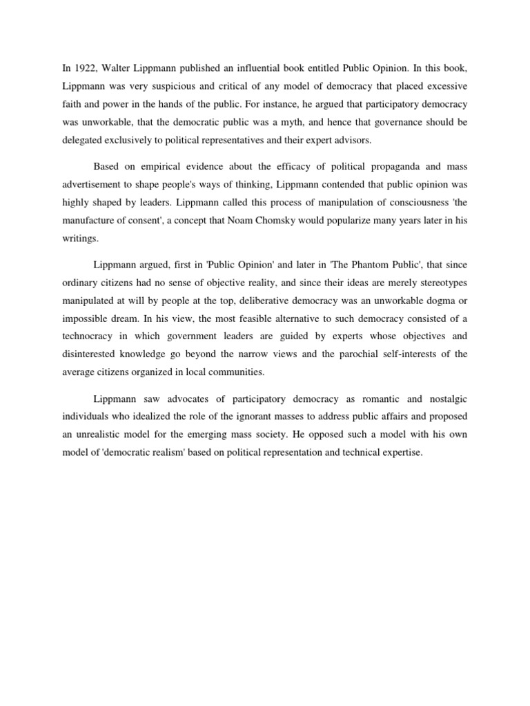Walter Lippman | PDF | Political Science | Sociological Theories