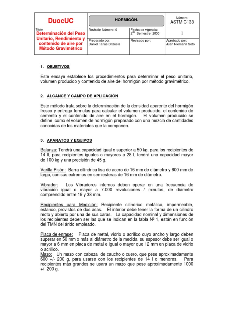 Astm C138 | PDF | Densidad | Hormigón