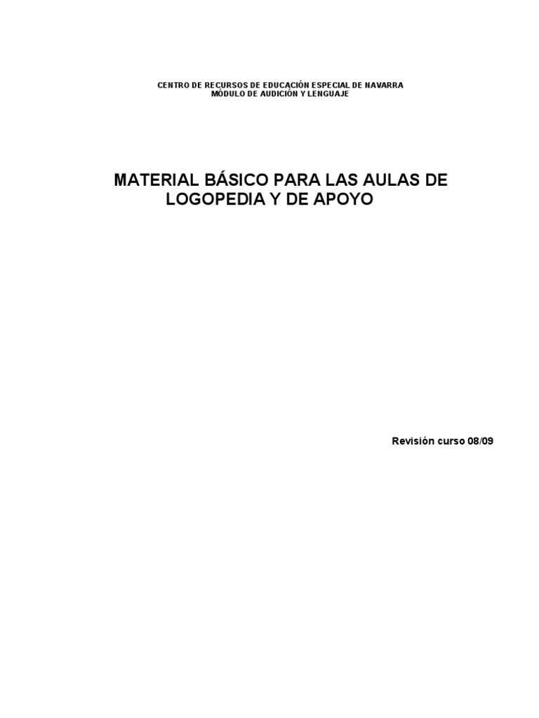 Material Logopedia 08-09 | PDF | Patología del habla y Lenguaje ...