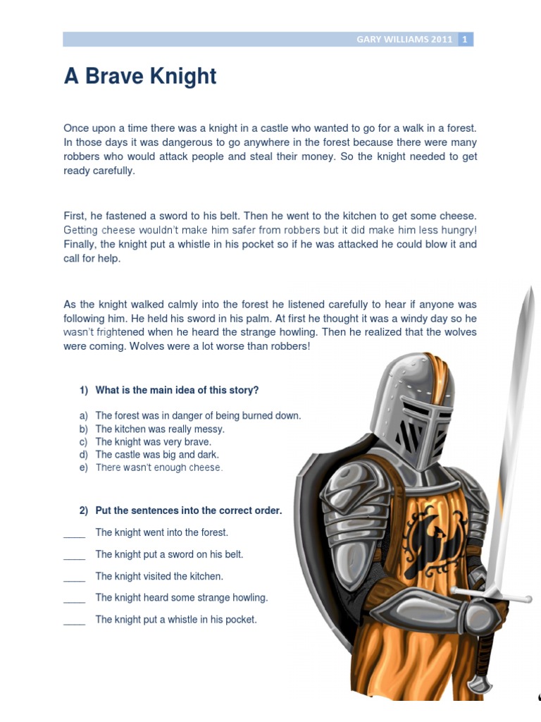 A Brave Knight: Gary Williams 2011 1 | PDF | English As A Second Or ...