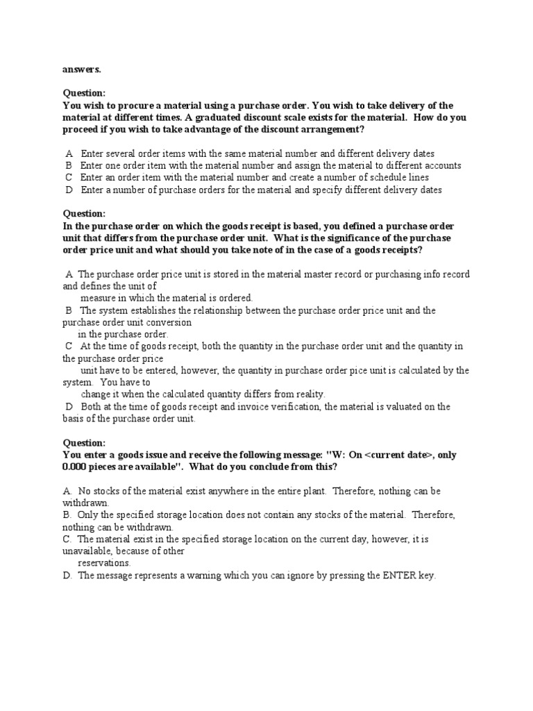 MM - Interview Questions | PDF | Inventory | Services (Economics)