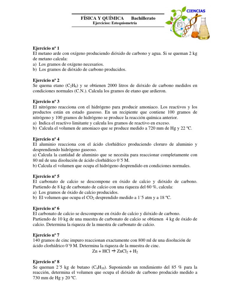 Problemas Calculos Estequiometricos Solucionario Paso A Paso | PDF ...