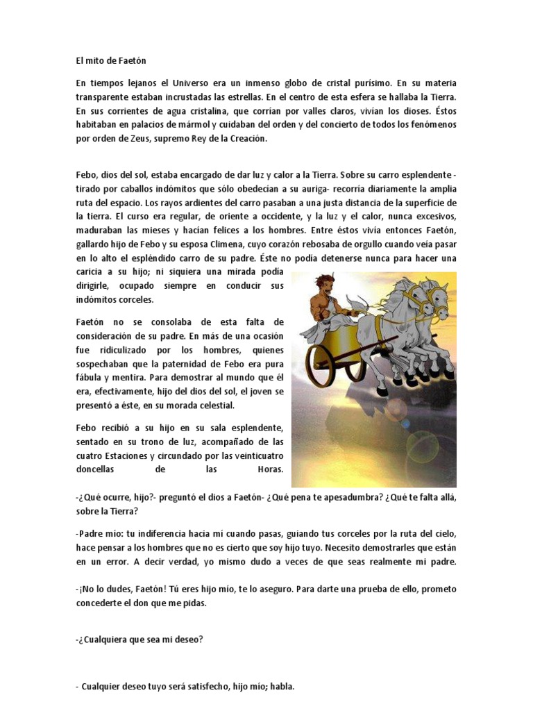 Mito de Faetón y el carro del sol | PDF | Dom | Verdad