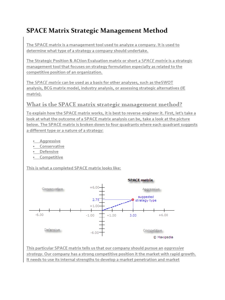 What Is The SPACE Matrix Strategic Management Method? | PDF | Strategic ...