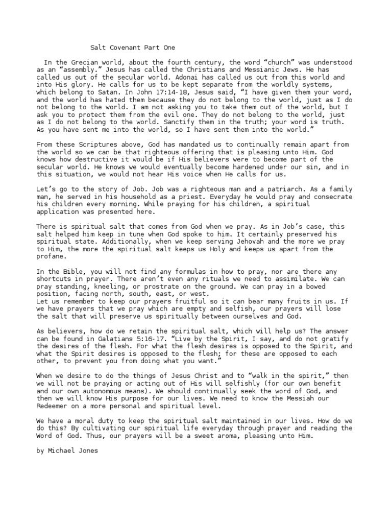 Salt Covenant Part One | PDF | Prayer | Jesus