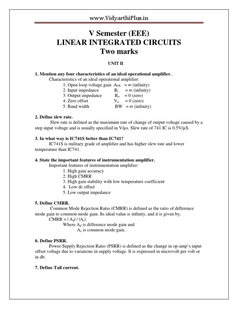 Lic Two Marks | Download Free PDF | Operational Amplifier | Analog To Digital Converter