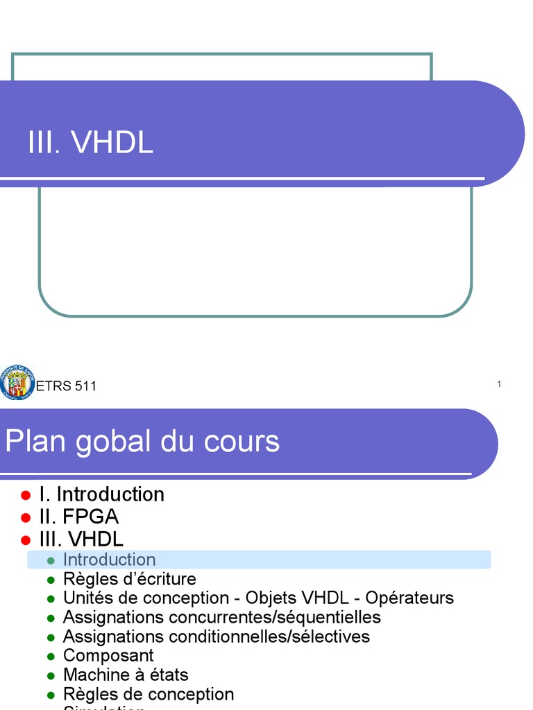 Cours VHDL Fpga 2 | PDF