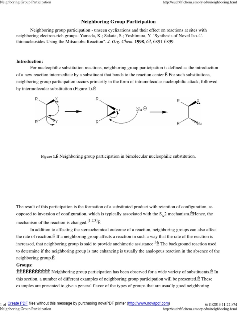 Neighboring Group Participation | PDF | Chemical Reactions | Amine