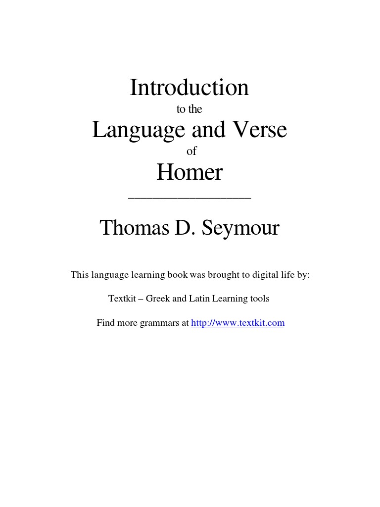 Homer Language and Verse Guide | PDF