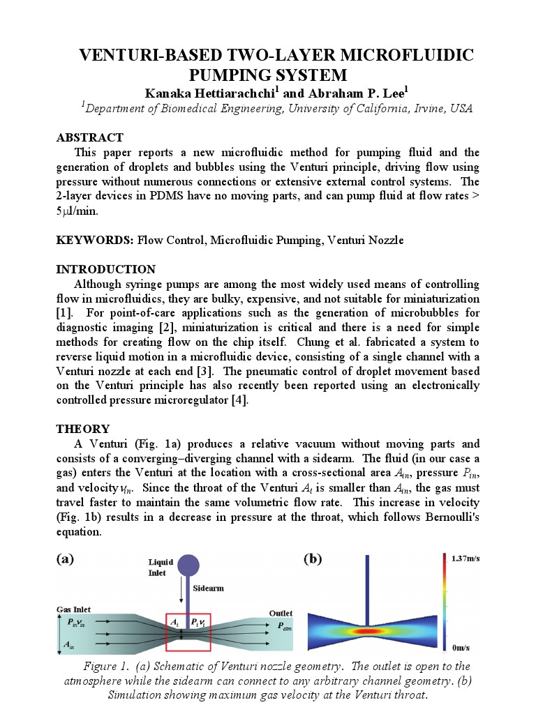 Venturi-Based Two-Layer Microfluidic Pumping System | PDF ...