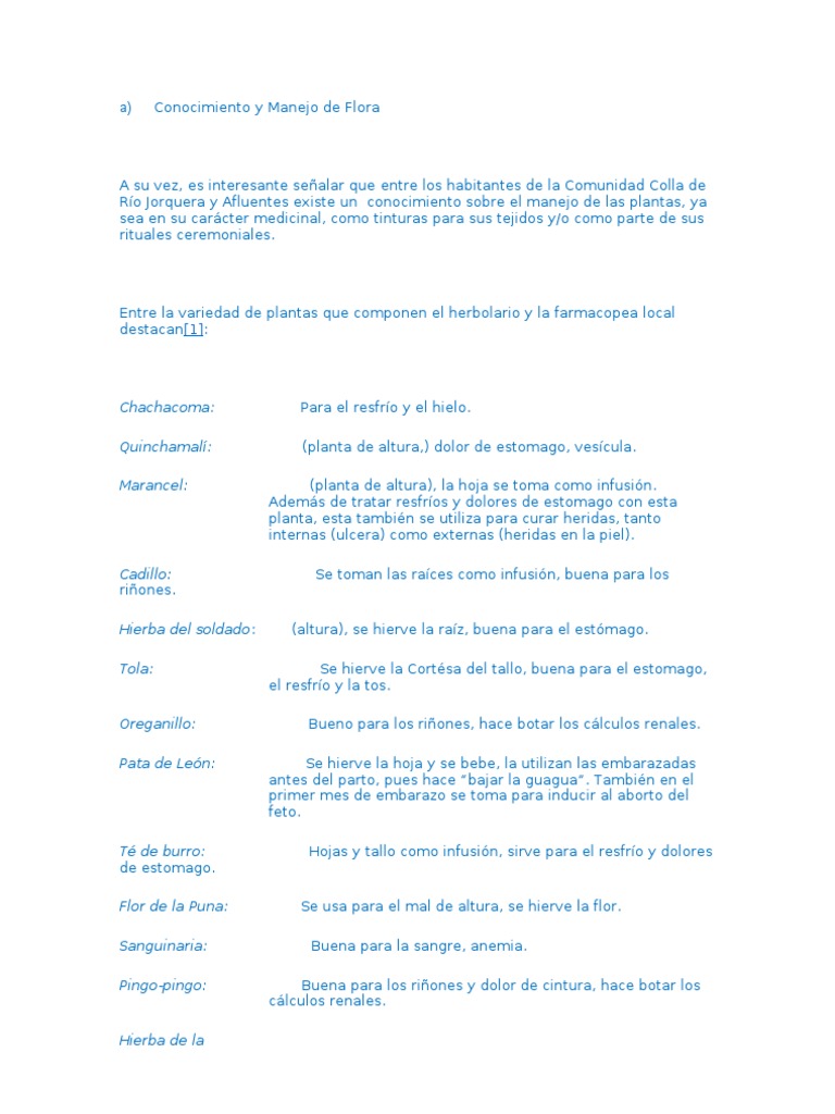Plantas Usadas Por Los Collas | PDF | Hogar, jardinería y bricolaje