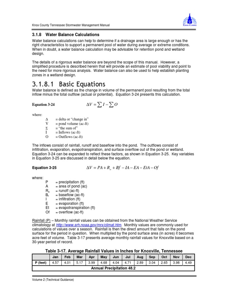 3-1-8 Water Balance Calculations | PDF | Surface Runoff ...