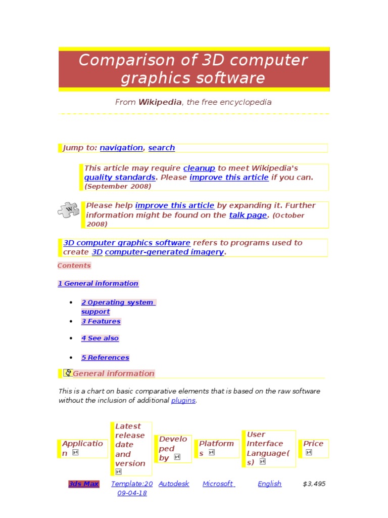 Comparison of 3D Computer Graphics Software | PDF | Sketch Up ...