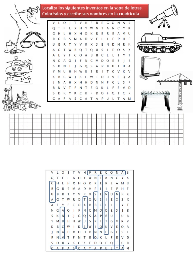 Sopa de Letras Inventos