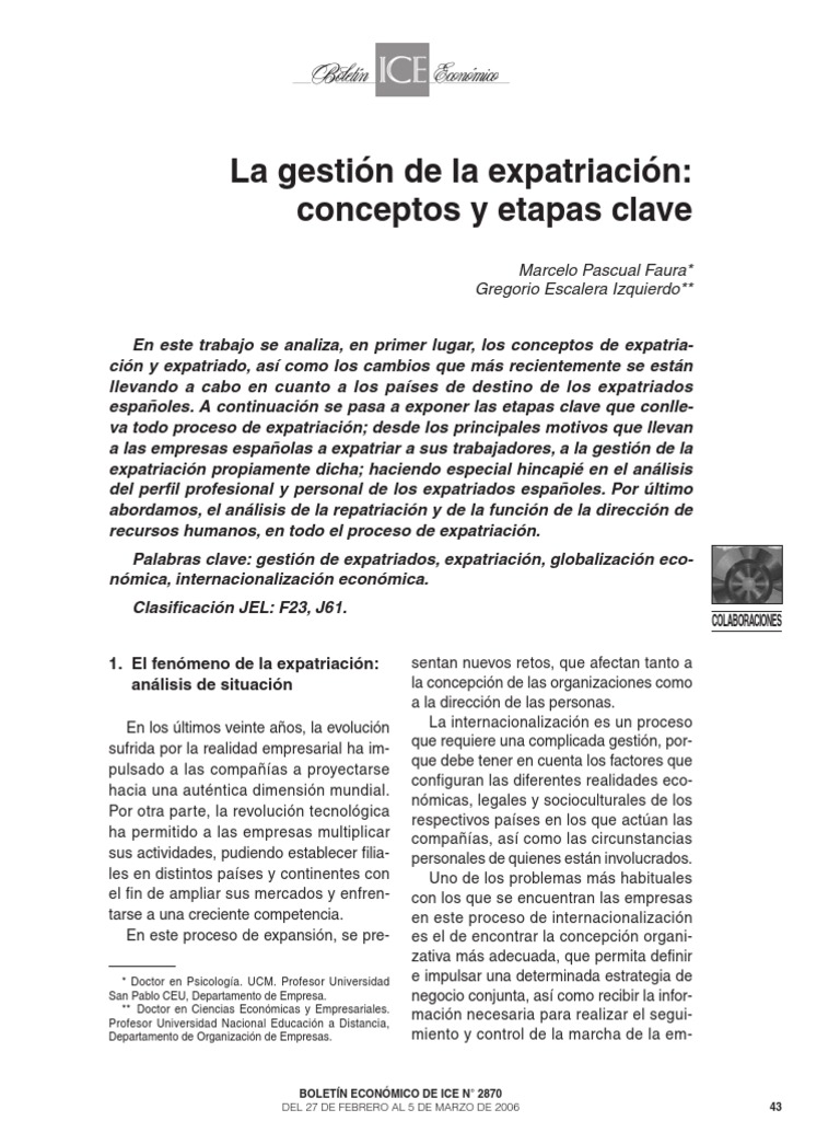 La Gestion de La Expatriacion - Conceptos y Etapas Claves | PDF ...