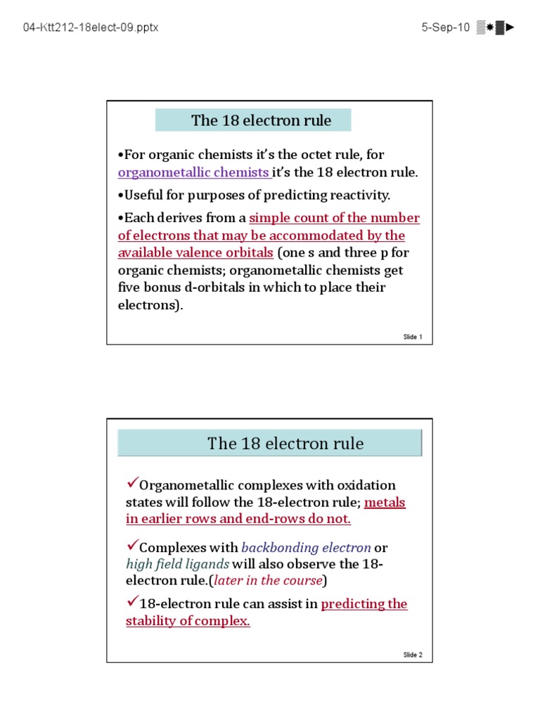 Ktt211 18 Electron Rules PDF | PDF | Ionic Bonding | Coordination Complex