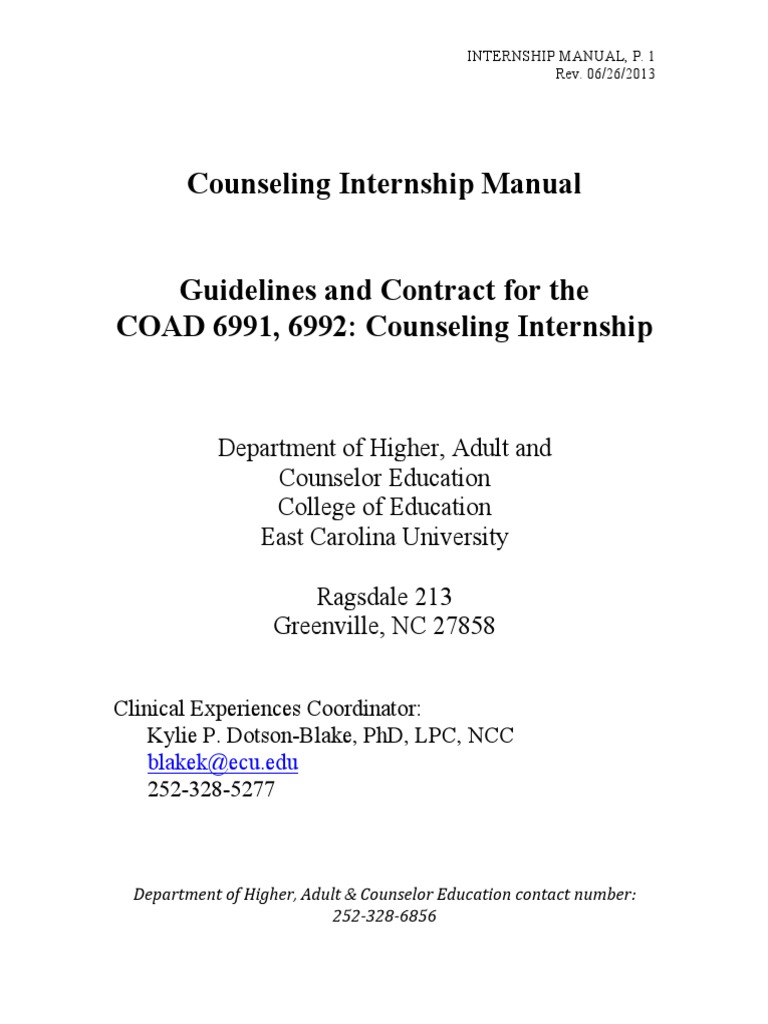 Internship Manual | Download Free PDF | School Counselor | Counseling ...