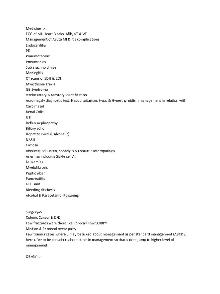 Important Topics For Amc Exam | PDF