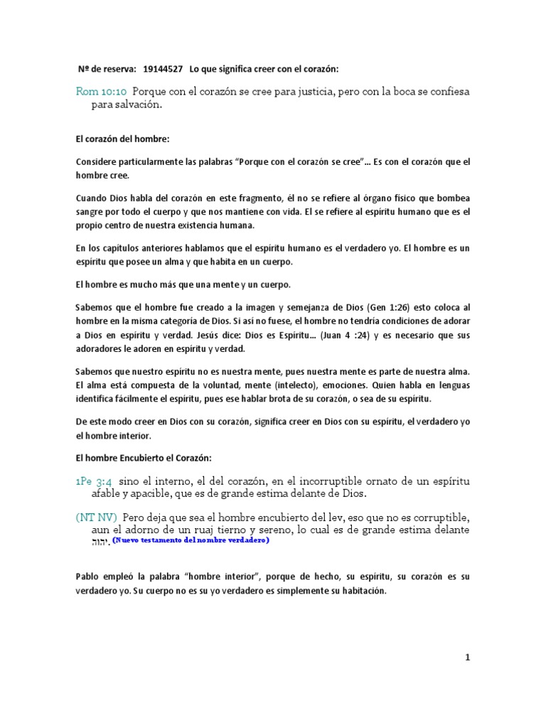 Creer con el Corazón: Significado Bíblico | PDF | Alma | Fe
