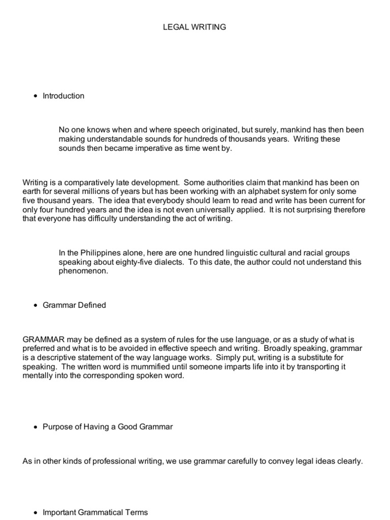 Legal Writing: An Introduction to Grammar and its Importance in Legal ...