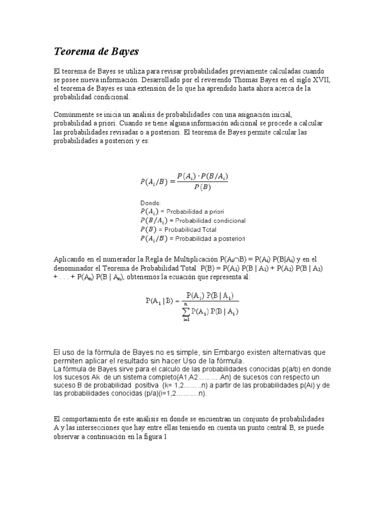 Teorema de Bayes | PDF | Probabilidad | Fórmula